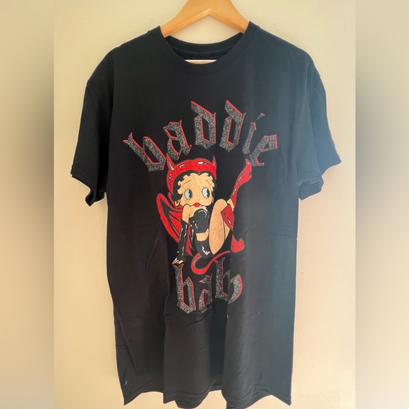 Betty Boop | Tops | Betty Boop Tshirt Baddy Baby Graphic Glitter Black ...